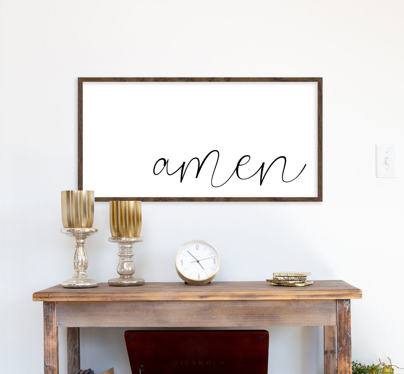 Amen Sign Scripture Wall Decor Wood Framed Sign Farmhouse - Etsy