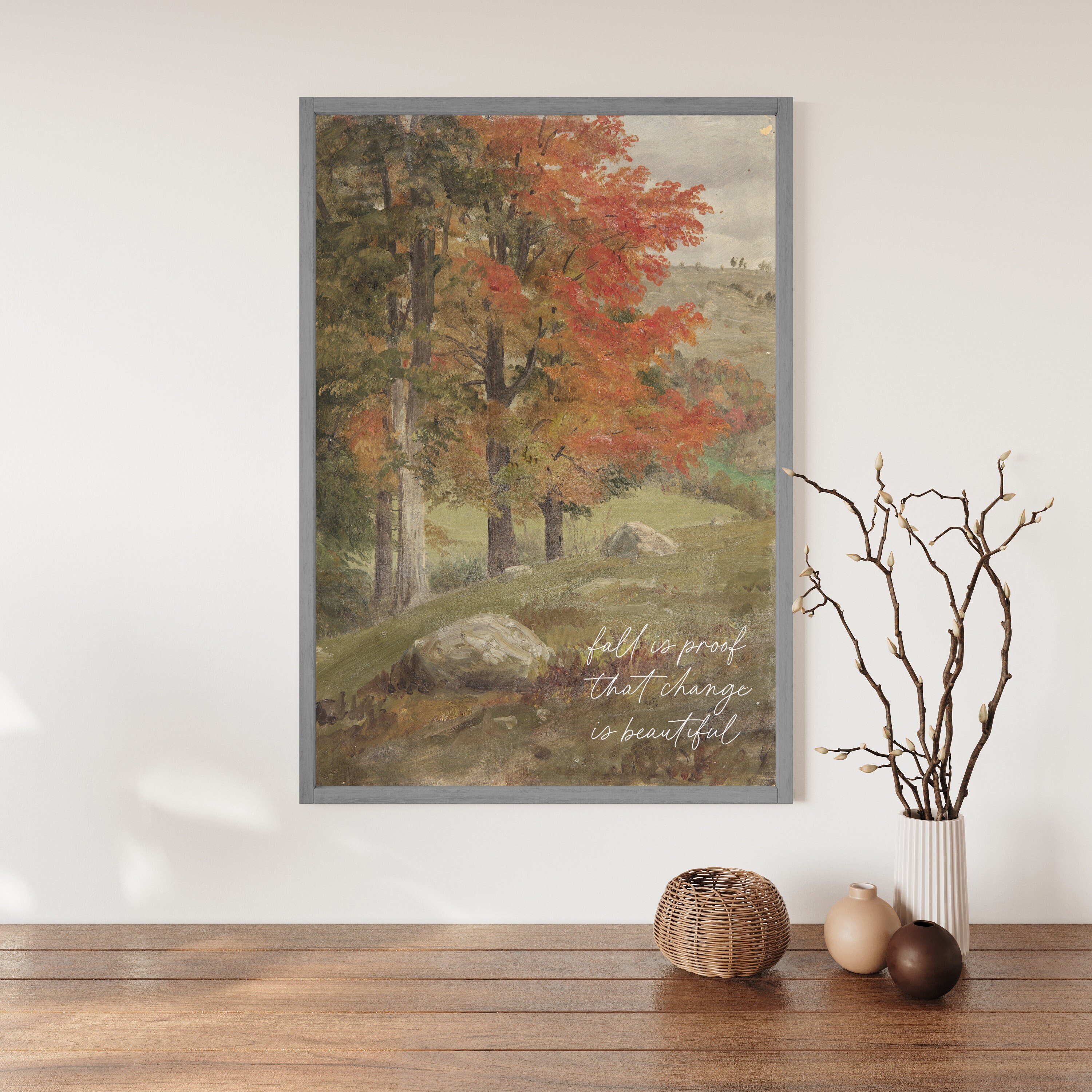 Fall Wall Art, Autumn Landscape Wall Art, Framed Canvas Print, Nature ...