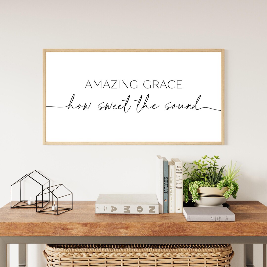 Amazing Grace Sign, Hymn Wall Art, Living Room Wall Decor, Christian ...