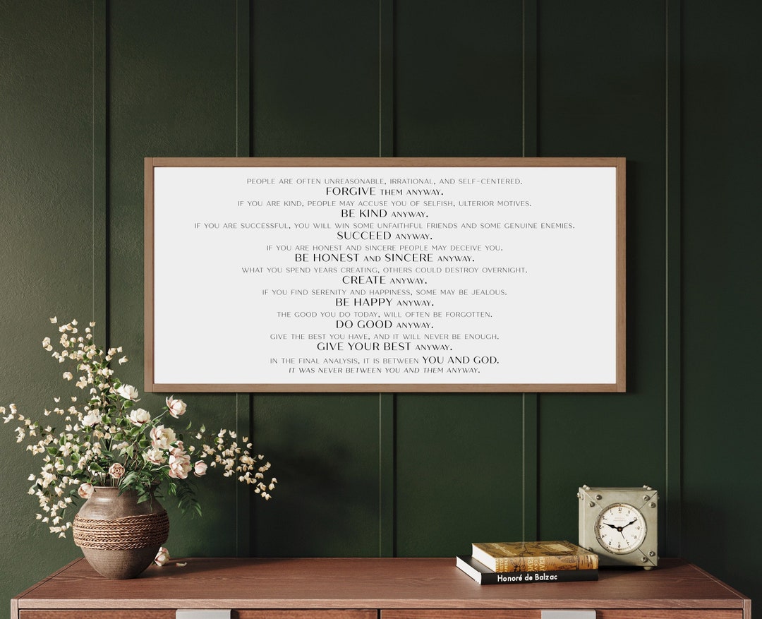 Mother Teresa Wall Art, Do It Anyway Sign, Christian Wall Art, Wood ...