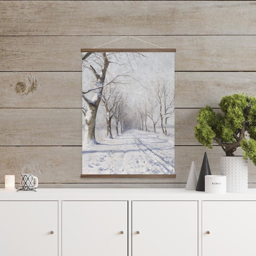 Winter Landscape Wall Art, Canvas Wall Hanging, Winter Scene Sign ...