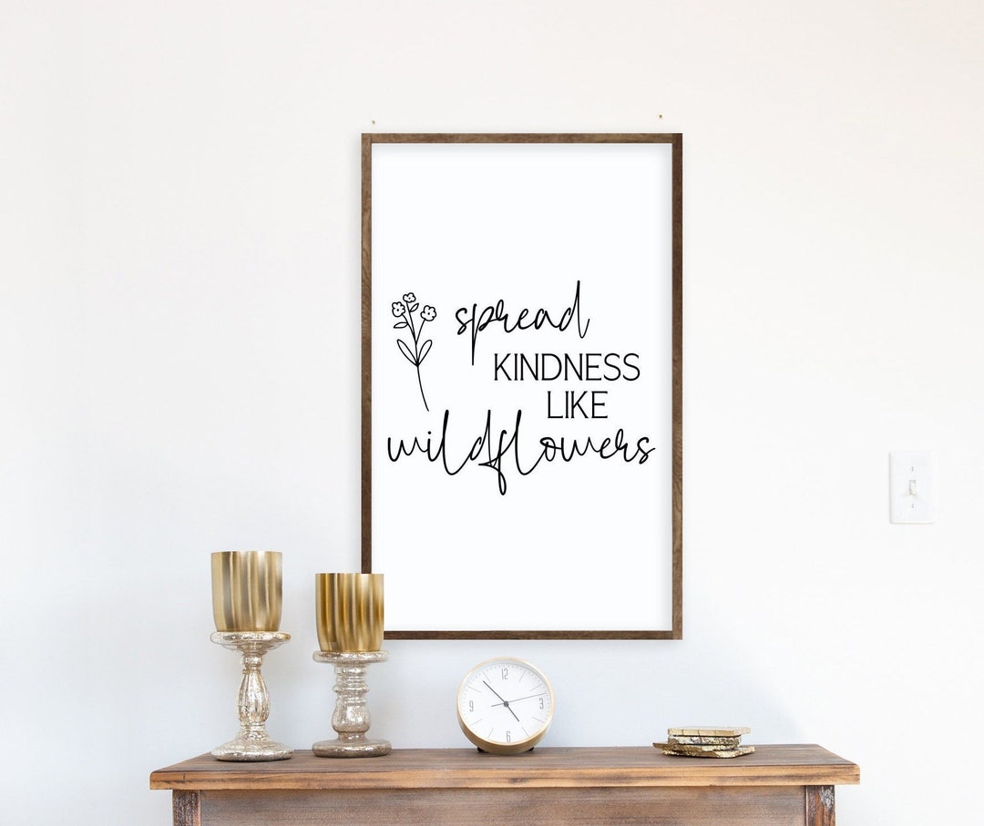 Be Kind Wall Art, Botanical Wall Art, Home Wall Decor, Spread Kindess ...