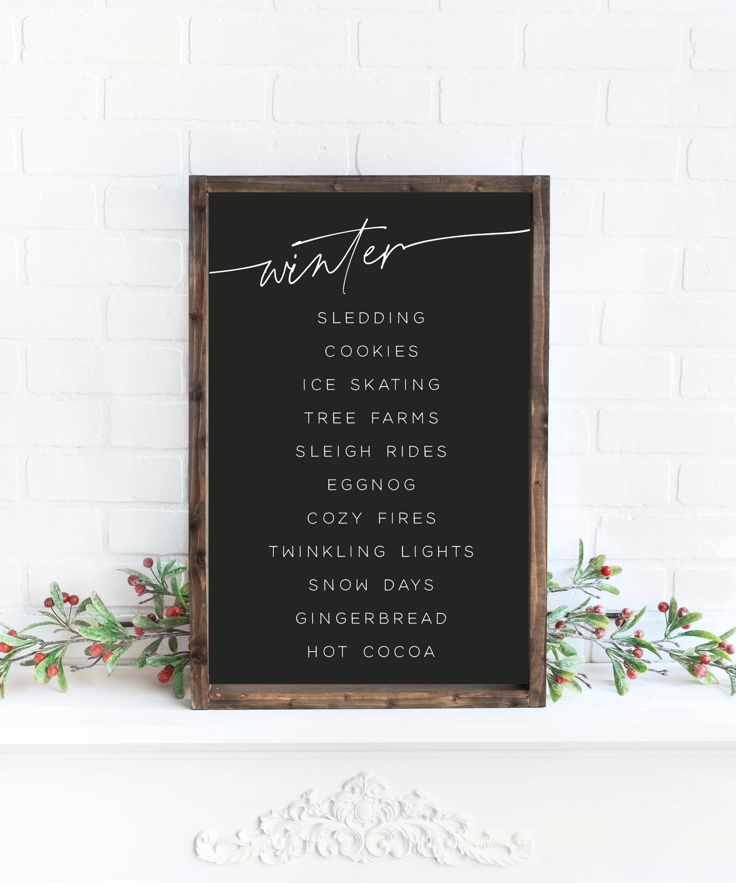 Winter Sign, Winter Bucket List, Wooden Signs for Winter, Winter Home ...