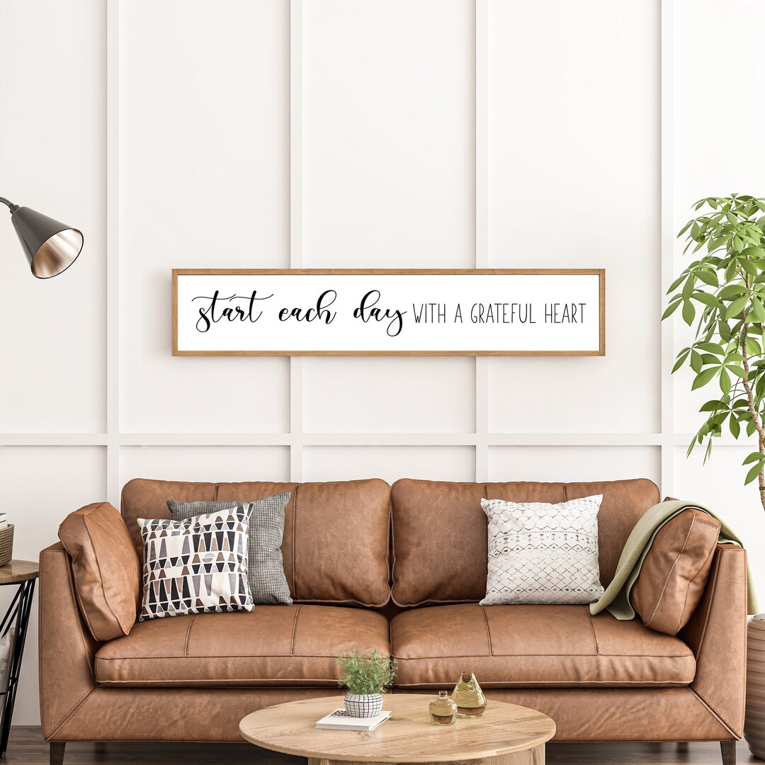 Start Each Day With a Grateful Heart Sign, Wood Signs, Wall Decor for ...