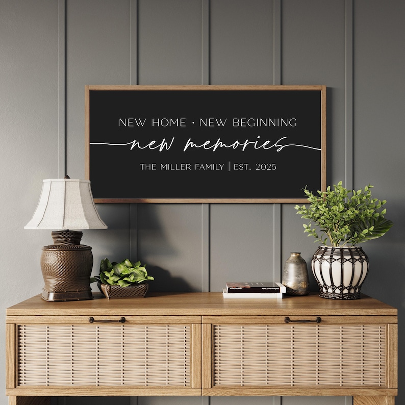 New Home New Beginning New Memories Sign, Personalized New Home Sign ...