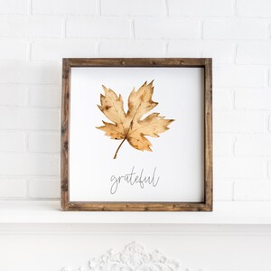 Fall Grateful Sign, Wooden Fall Signs, Fall Decor With Leaves, Fall ...