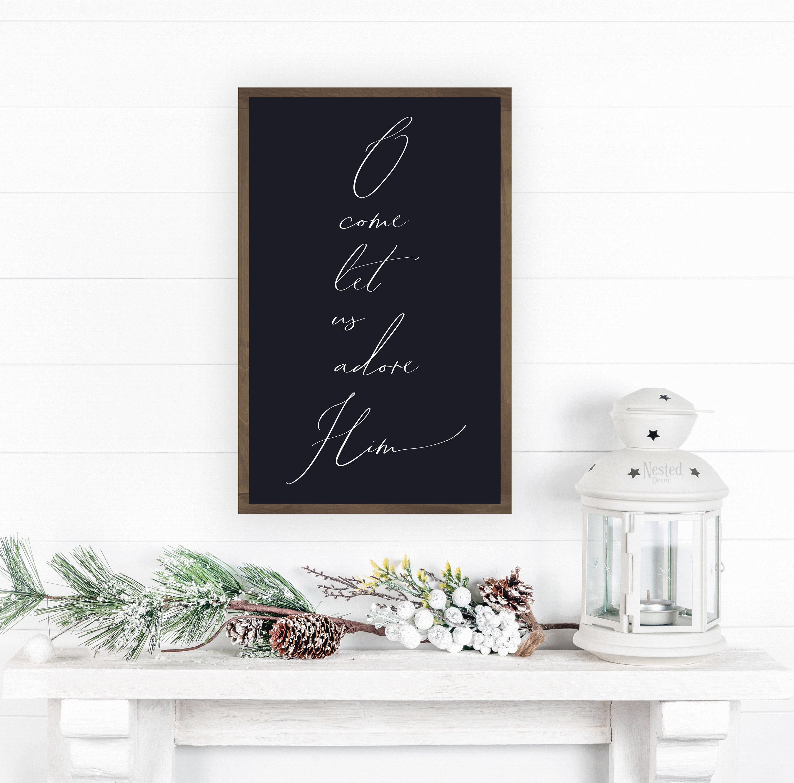 O come let us adore Him sign wooden christmas signs | Etsy