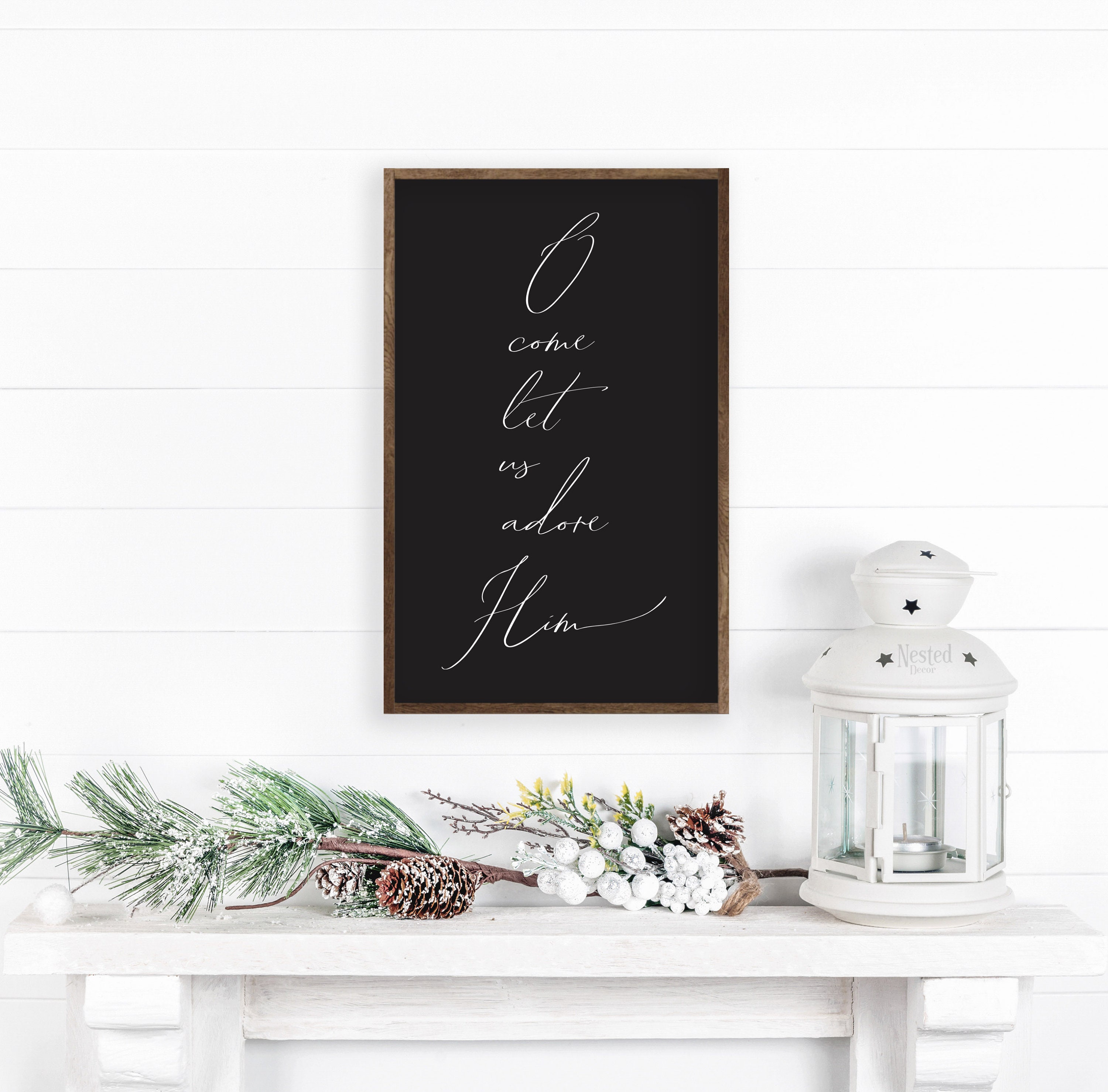 O Come Let Us Adore Him Sign Wooden Christmas Signs | Etsy