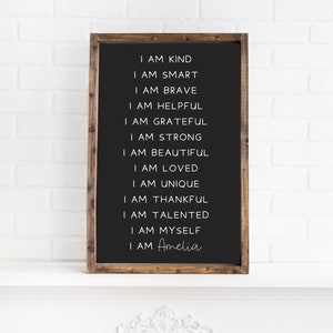 Affirmations Wall Art for Kid, I Am Affirmation Sign, Kids Room Wall ...