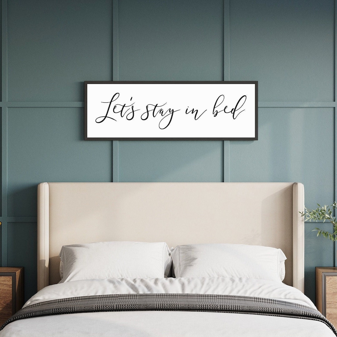Lets Stay in Bed Sign, Bedroom Signs, Master Bedroom Wall Decor, Wood ...