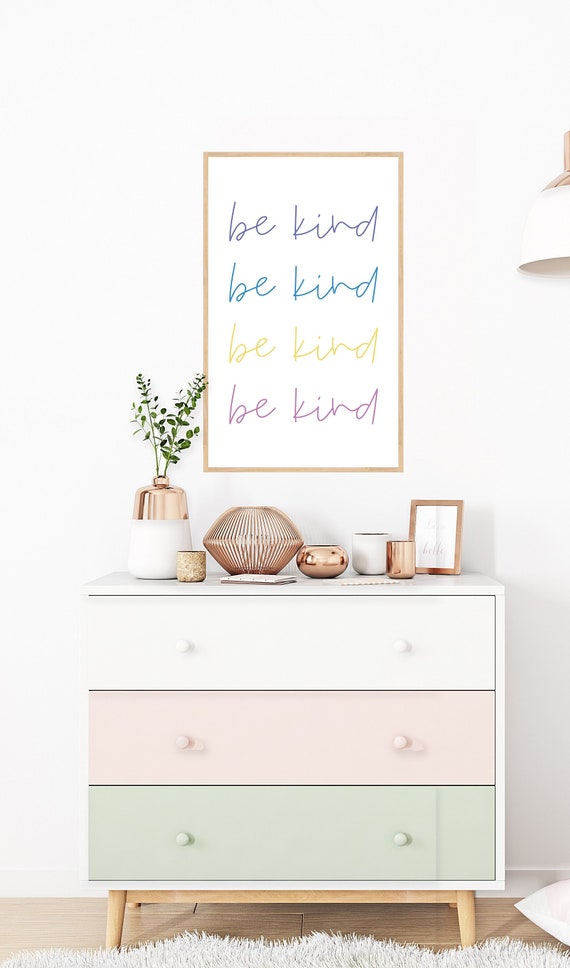 Be Kind Sign Colorful Be Kind Wall Art Kids Room Signs - Etsy