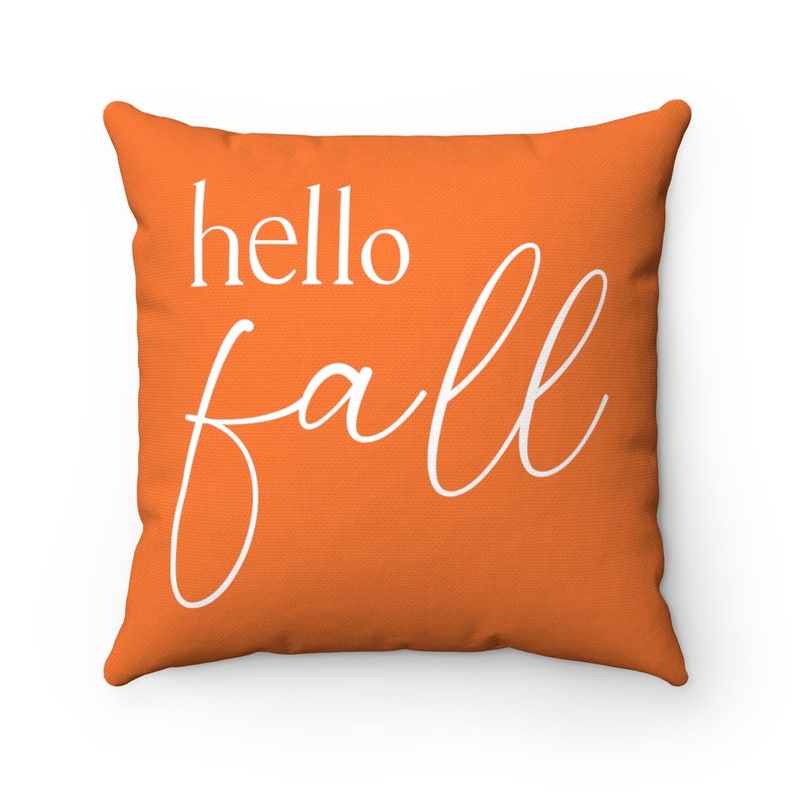 Hello Fall Pillow Orange Fall Throw Pillow for Porch Outdoor | Etsy
