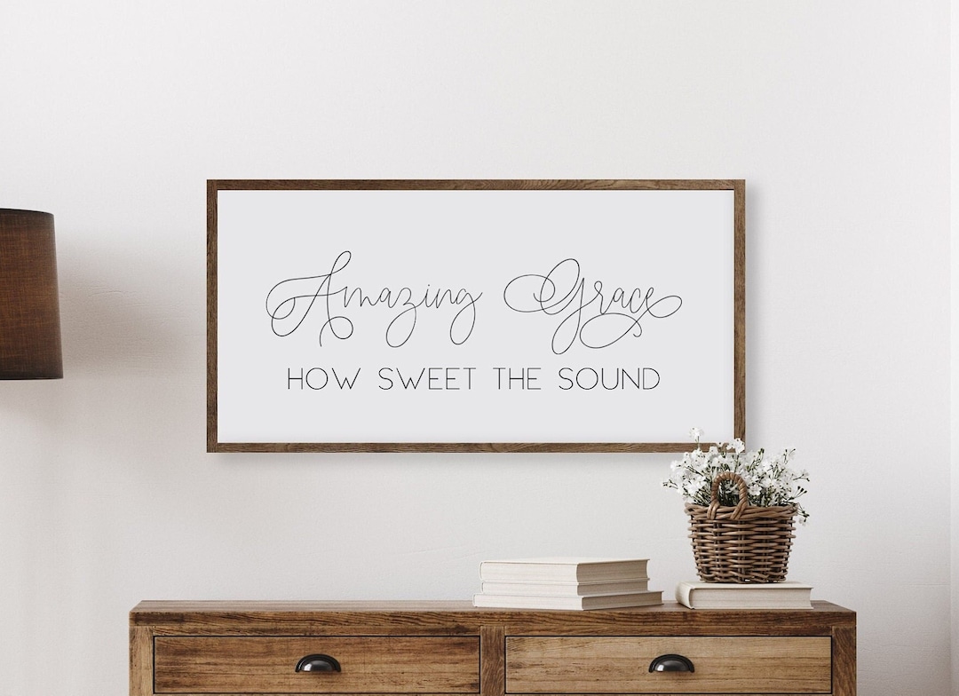 Amazing Grace Sign, Hymn Wall Art, Living Room Wall Decor, Modern Home ...