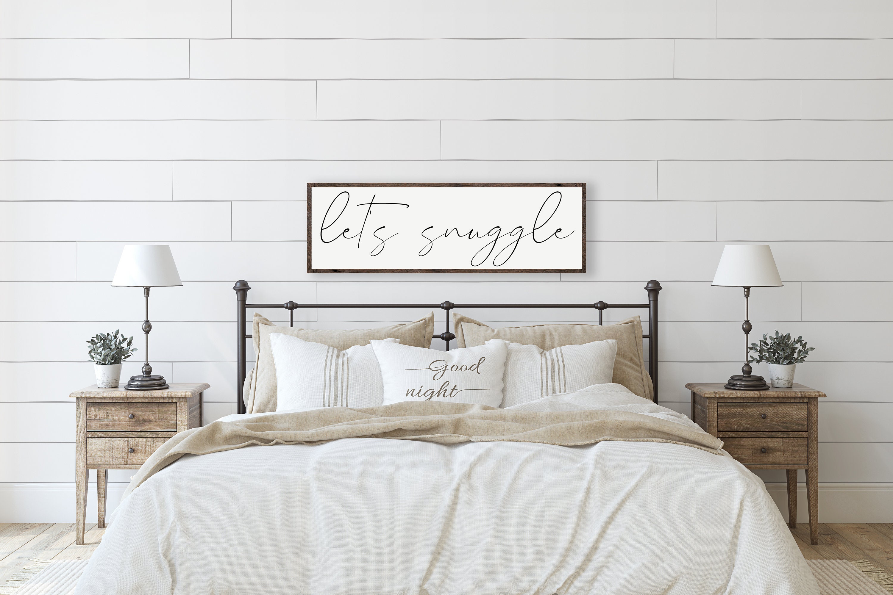 Let's Snuggle Sign Bedroom Decor Sign for Above Bed | Etsy