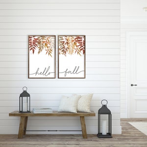 Fall Wall Decor, Hello Fall Sign, Botanical Wall Art, Fall Decor, Fall ...
