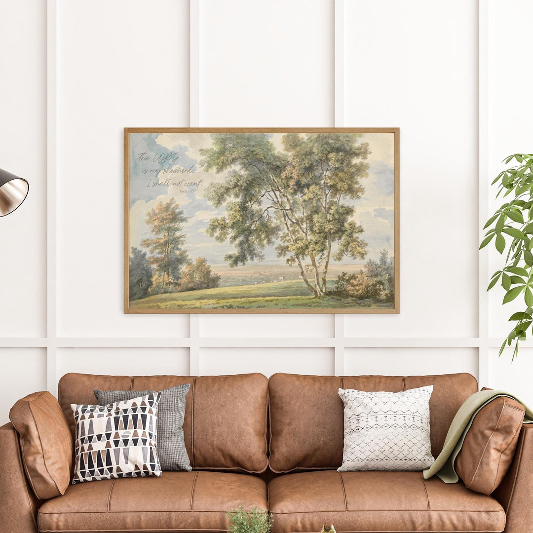 Large Christian Wall Art, Psalm 23:1 Scripture, Framed Vintage ...