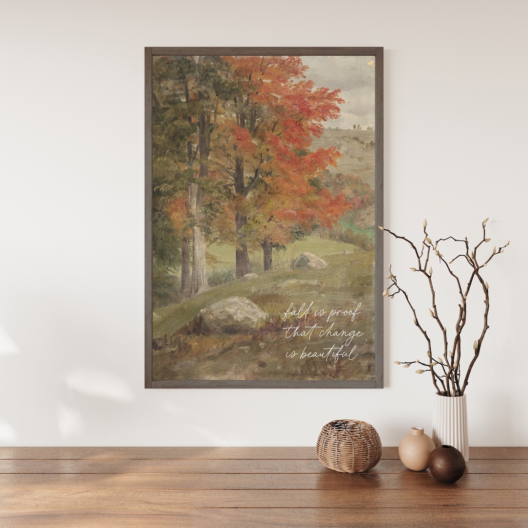 Fall Wall Art, Autumn Landscape Wall Art, Framed Canvas Print, Nature ...