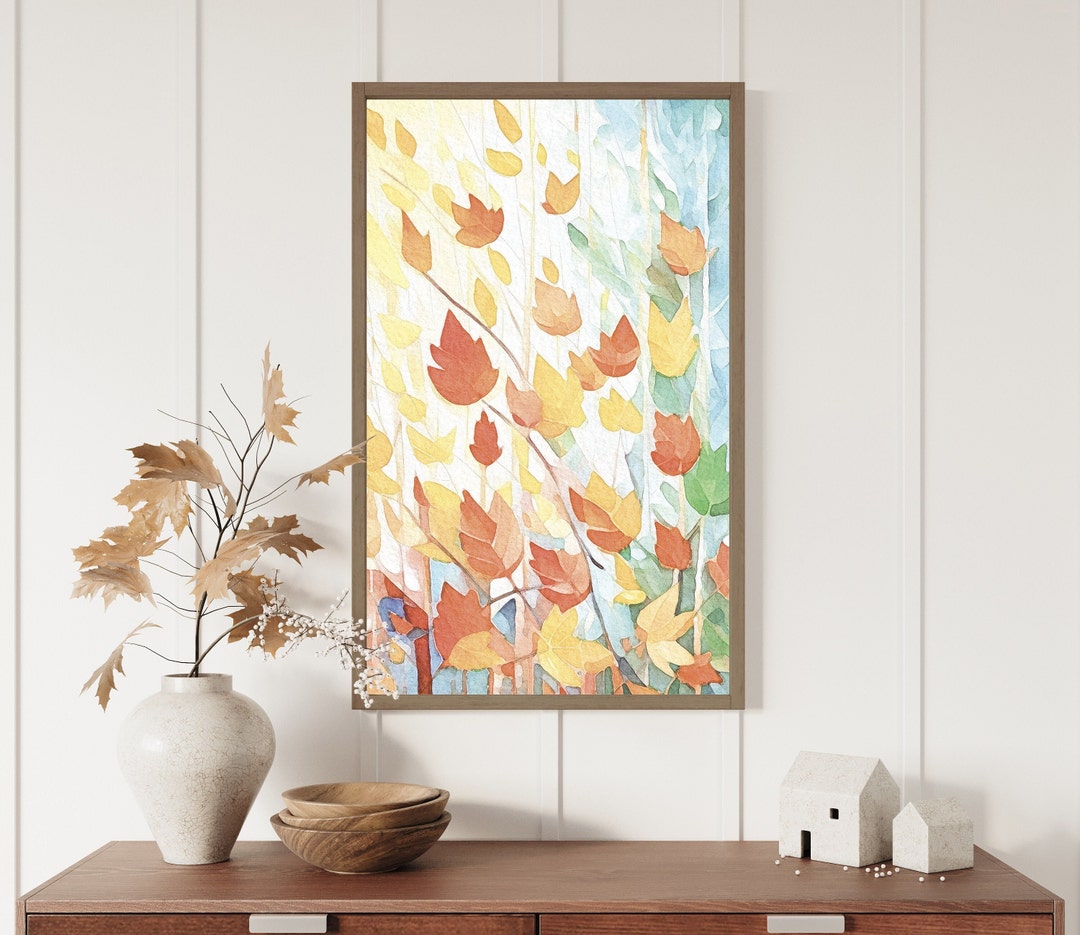 Abstract Leaves Wall Art, Fall Wall Decor, Colorful Nature Wall Art ...