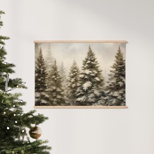 Winter Landscape Mural, Large Framed Wall Art, Christmas Wall Decor ...