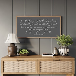 Love the Lord Your God, Matthew 22:37-39 Scripture Wood Sign, Bible ...