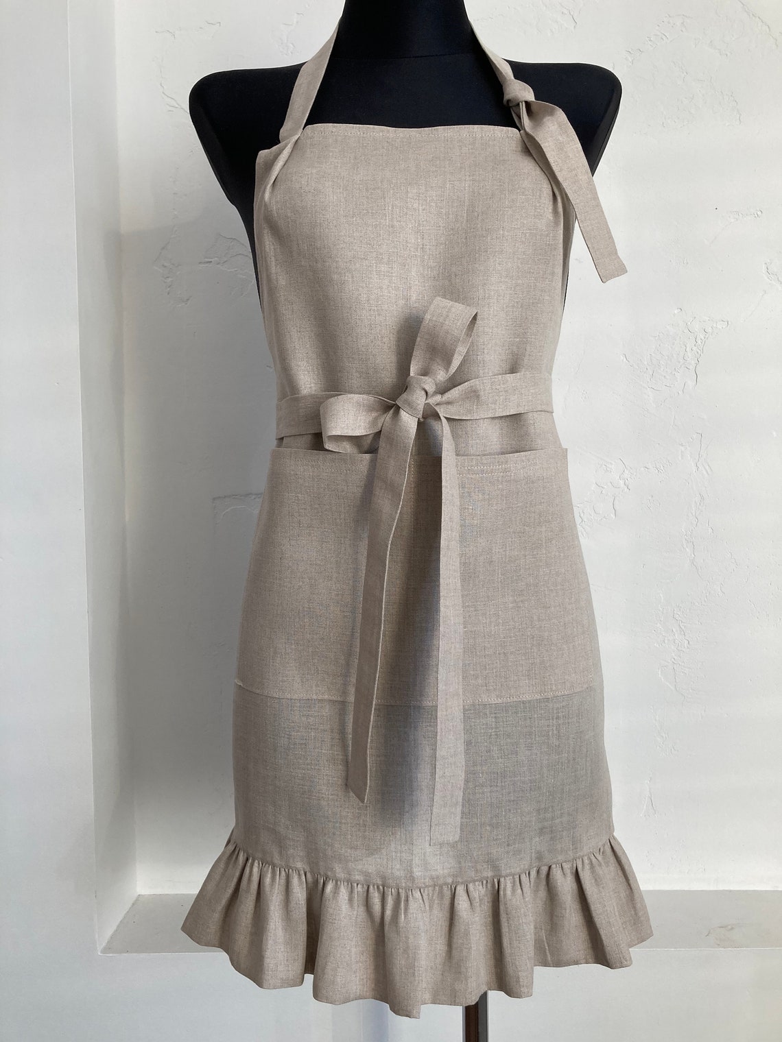 Linen Apron. Linen Apron Shabby Chic. Retro Flax Apron. Ladies - Etsy