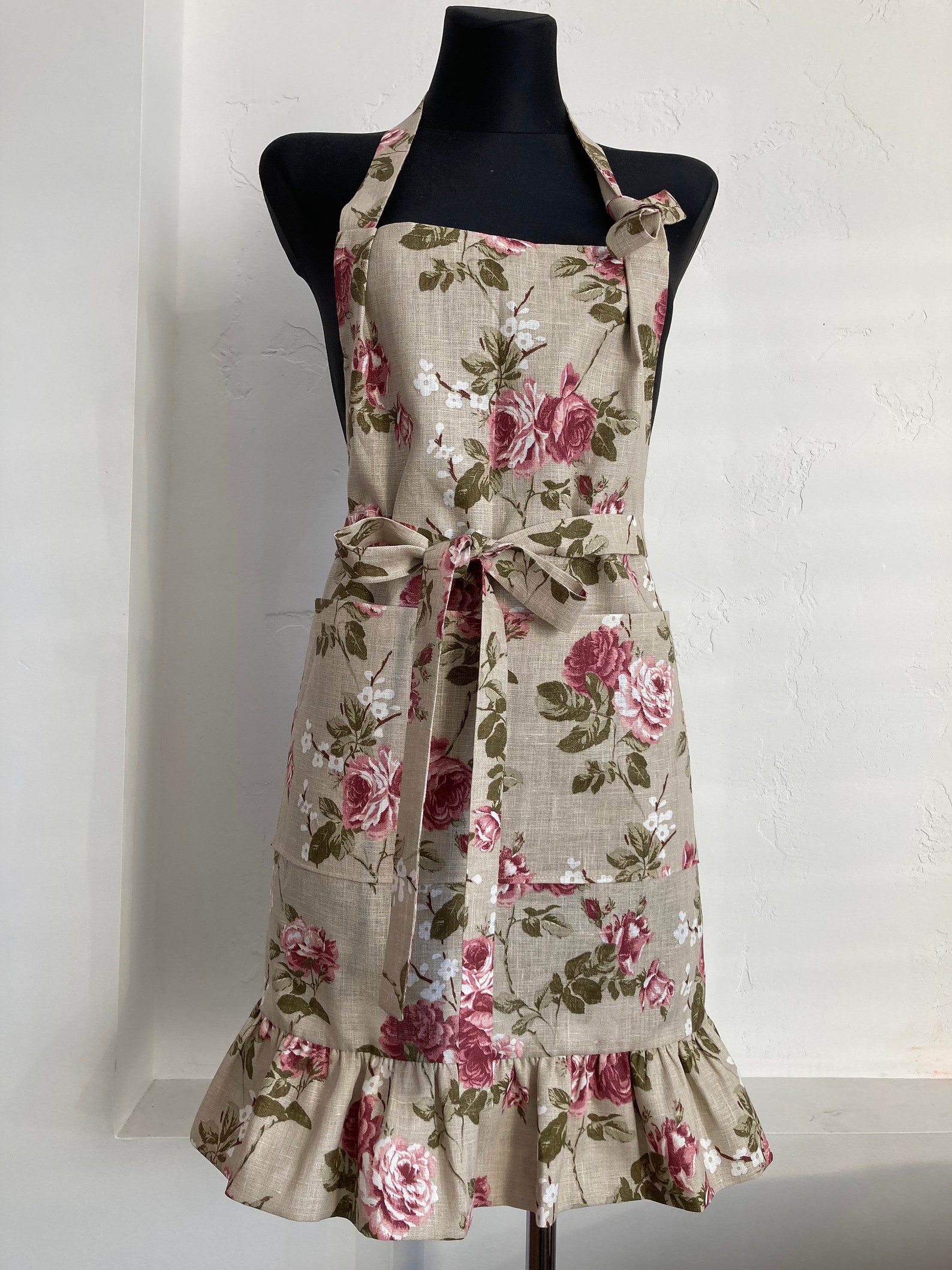 Linen Apron. Linen Apron Shabby Chic. Retro Flax Apron. Ladies - Etsy