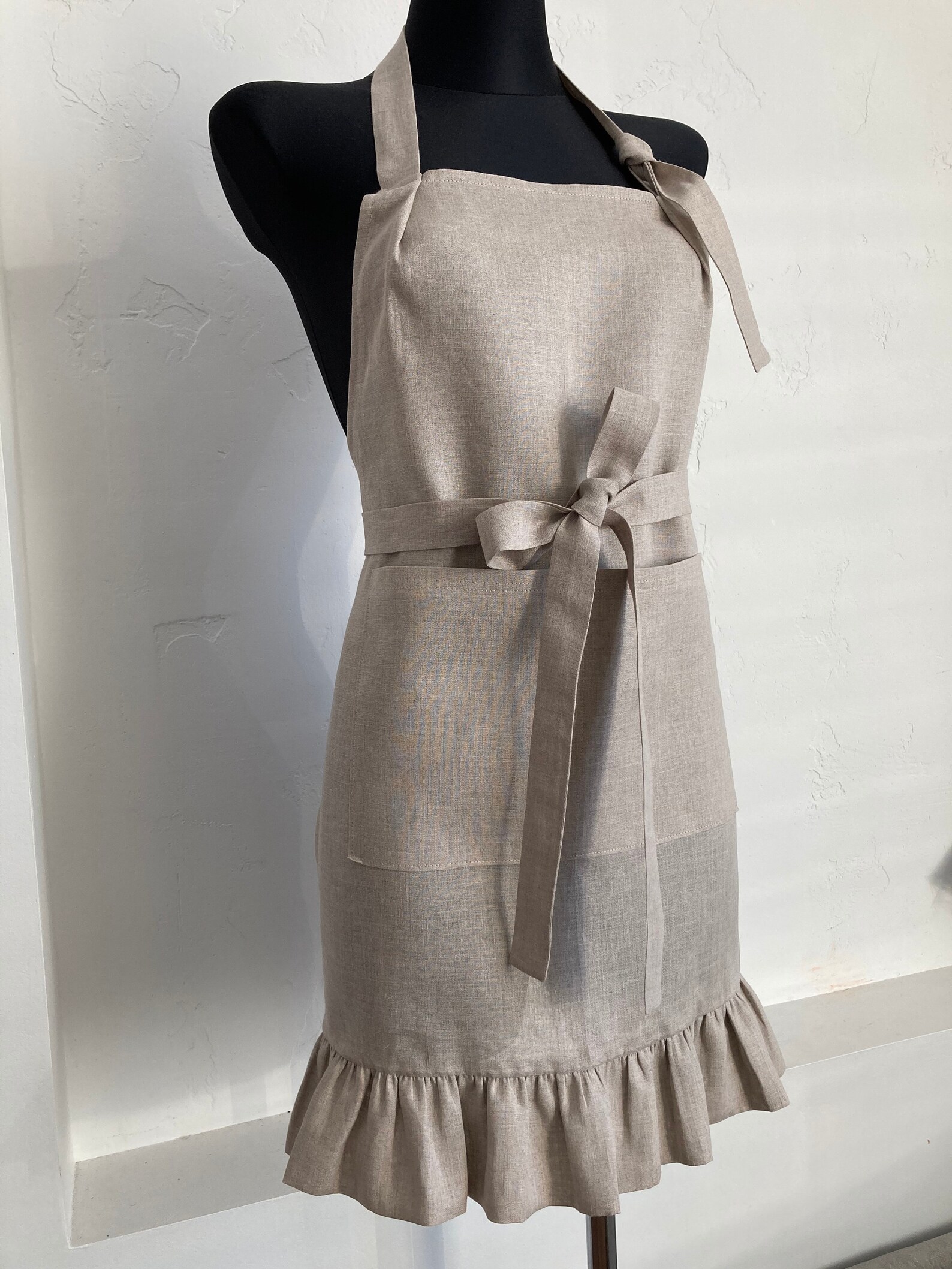 Linen Apron. Linen Apron Shabby Chic. Retro Flax Apron. Ladies - Etsy