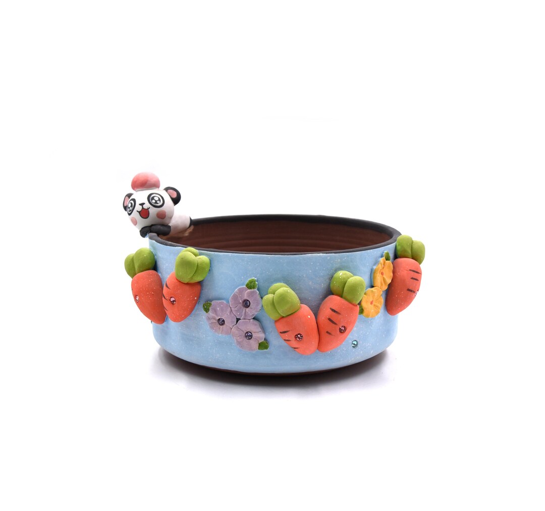 6 1/4"inches Carrot Panda Blue Tank Planter Pot Succulent Pot - Etsy