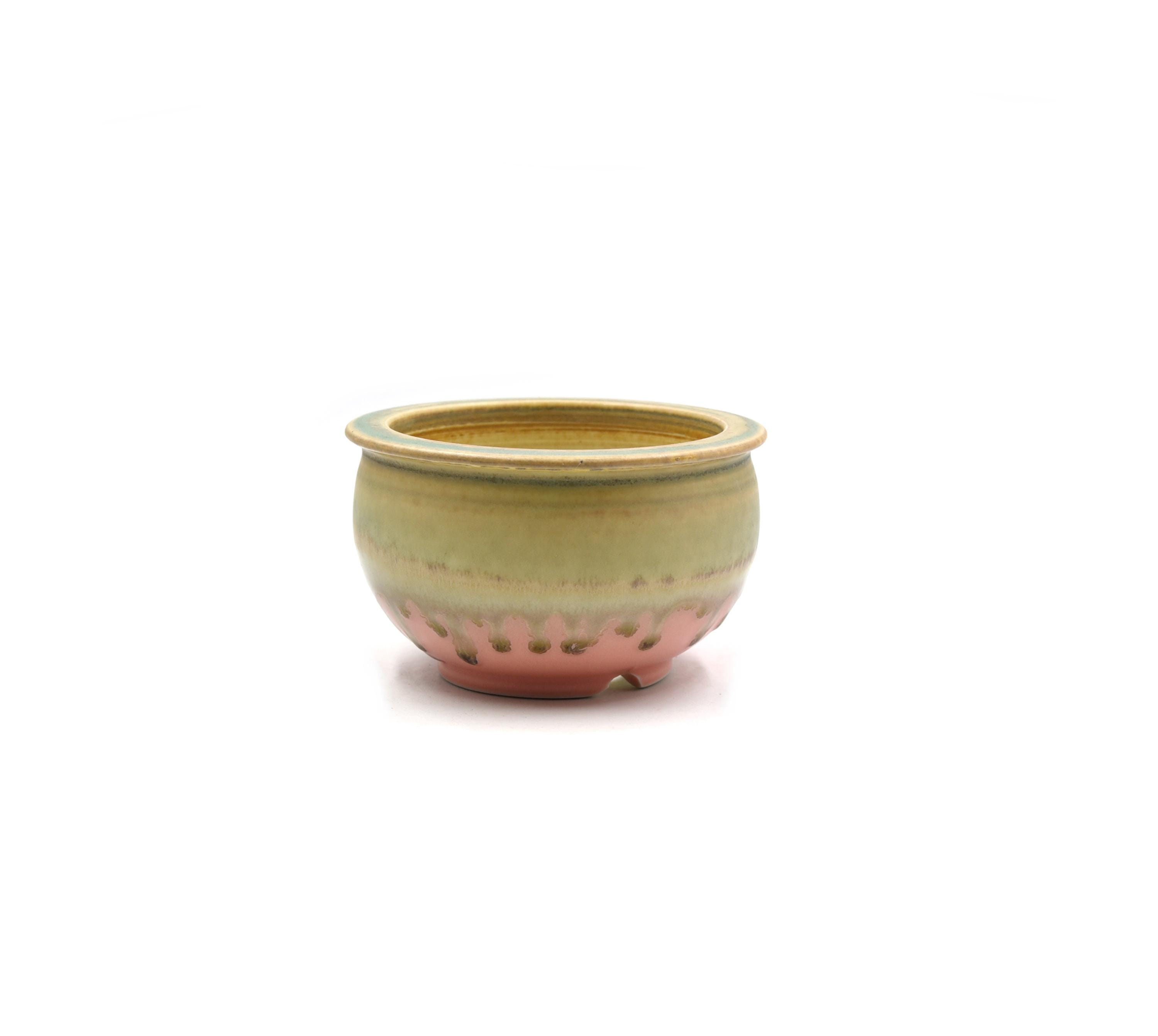 4"inches Flow Glaze Bright Colors Brim Bowl Tank Pot Planter Pot ...