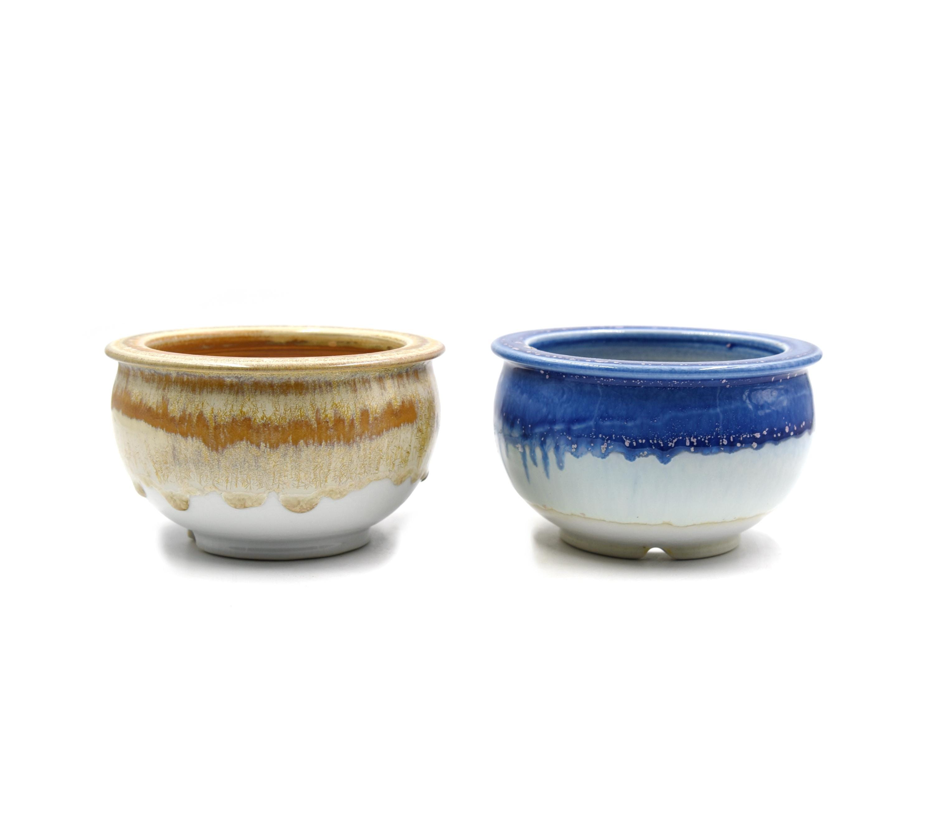 4"inches Flow Glaze Bright Colors Brim Bowl Tank Pot Planter Pot ...