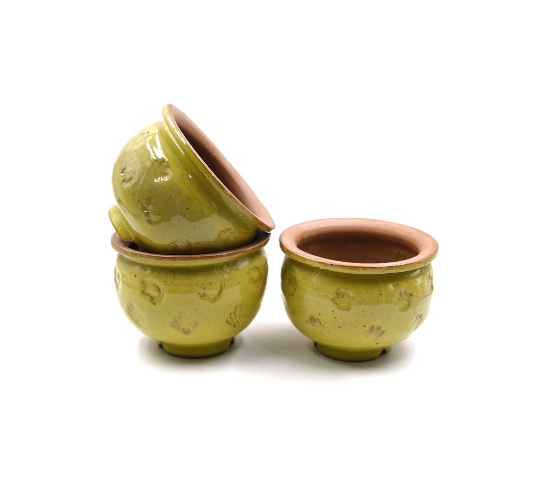 4"inches Yellow Stamp Planter Pot Succulents Pots - Etsy