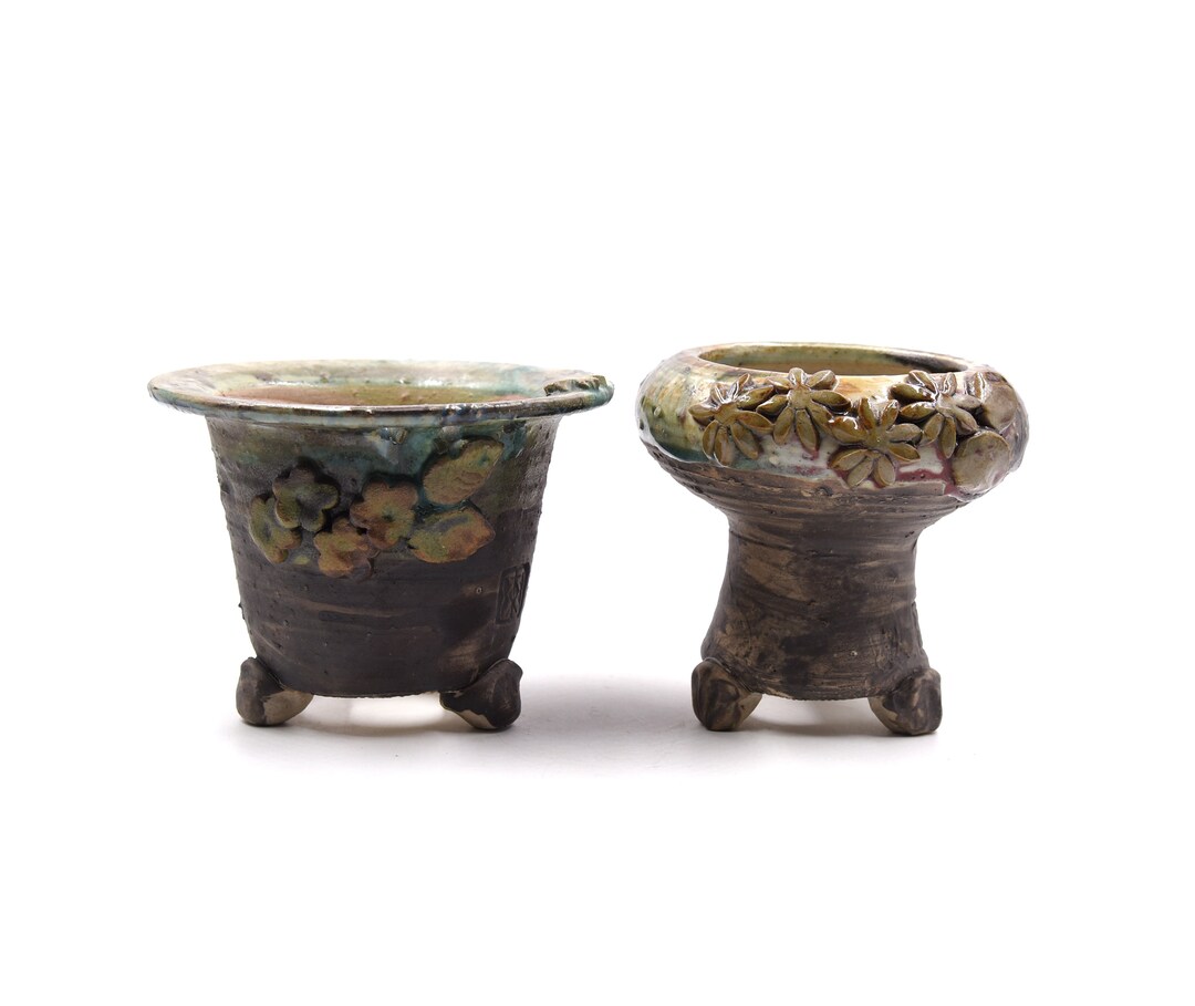 Retro thick pottery sticky Flowers Style Tank Pot Planter Pot Succulent ...