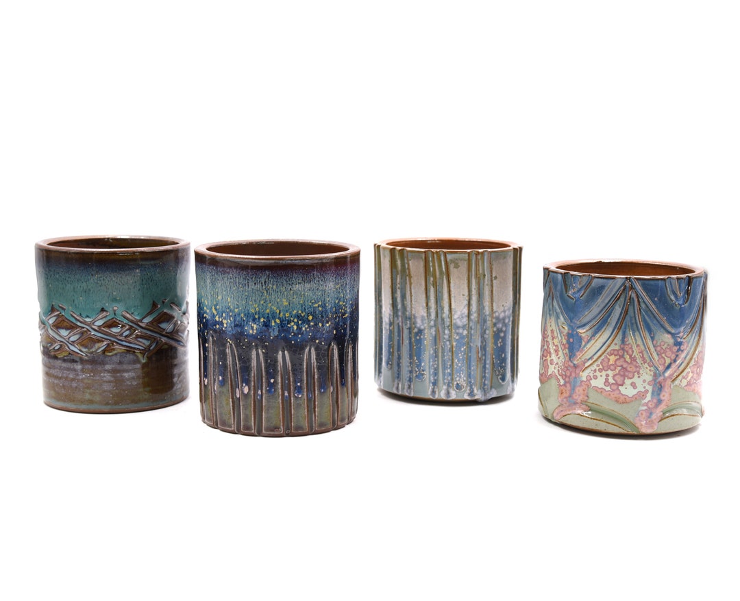 4"inches Mix Stripes Flow Glaze Pen Tank Planter Pot Succulent Pot - Etsy