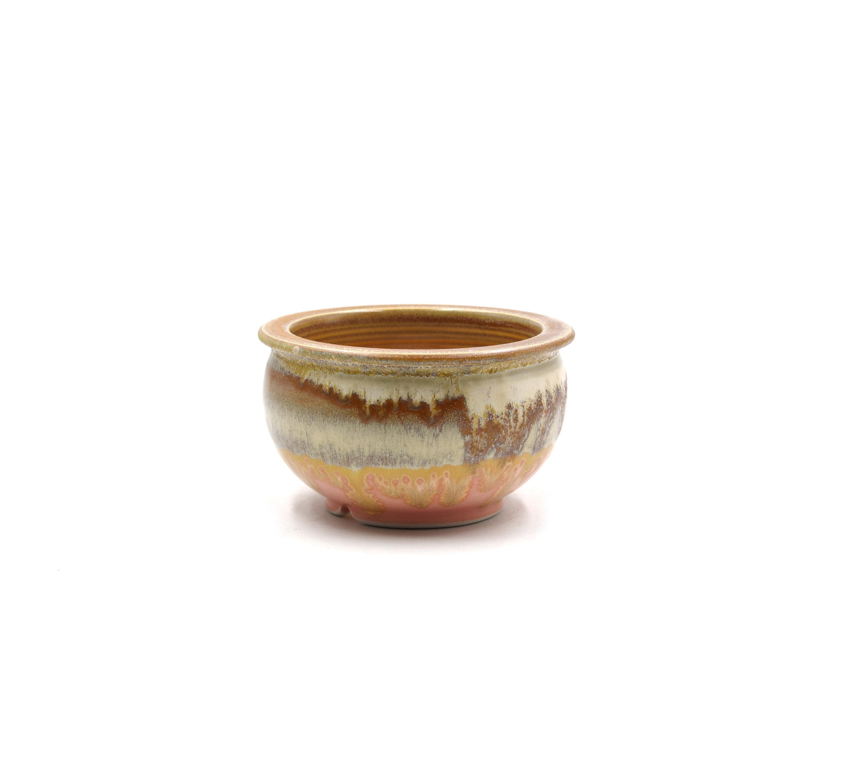 4"inches Flow Glaze Bright Colors Brim Bowl Tank Pot Planter Pot ...