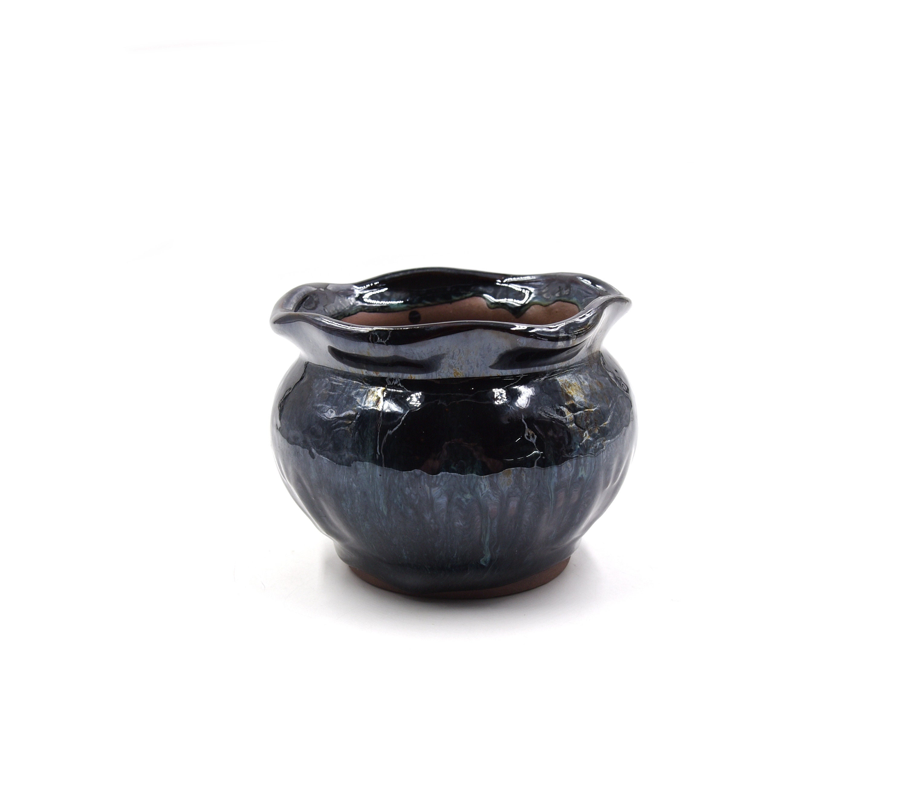 4inches Dark Flow Glaze Chunky Wavy Planter Pot Succulents Pots - Etsy