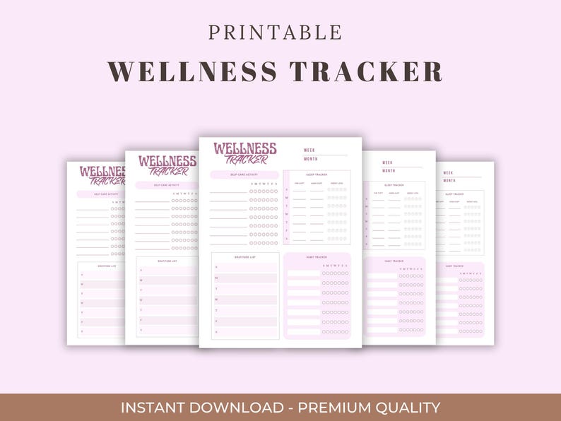 Ultimate Wellness Tracker Printable Planner Digital Self Care Log ...