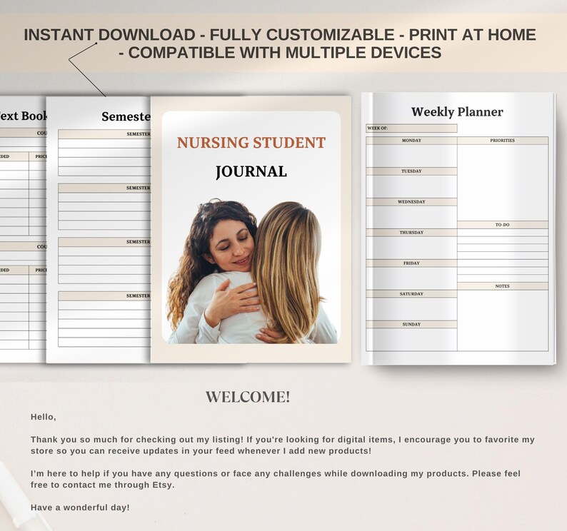 Nursing Student Planner | Medical School Study Organizer | Editable ...