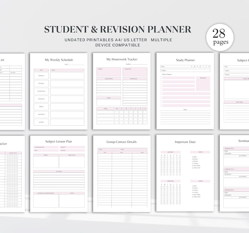 Student Revision Planner – Study Schedule & Goal Setting (PDF) - Etsy