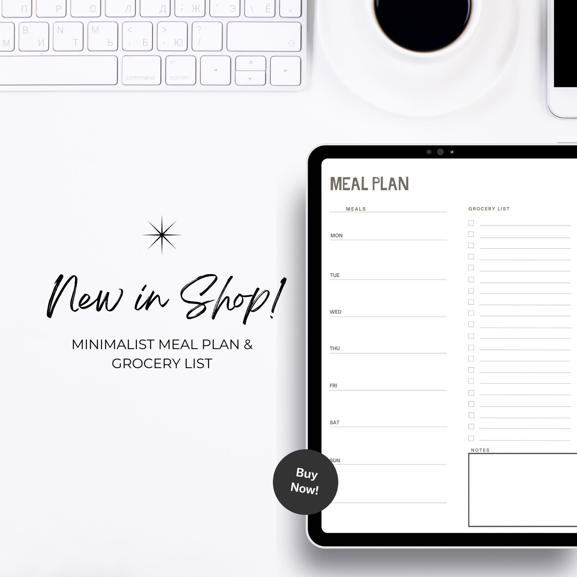 Minimalist Weekly Meal Planner Template |weekly Meal Planner | A4 ...