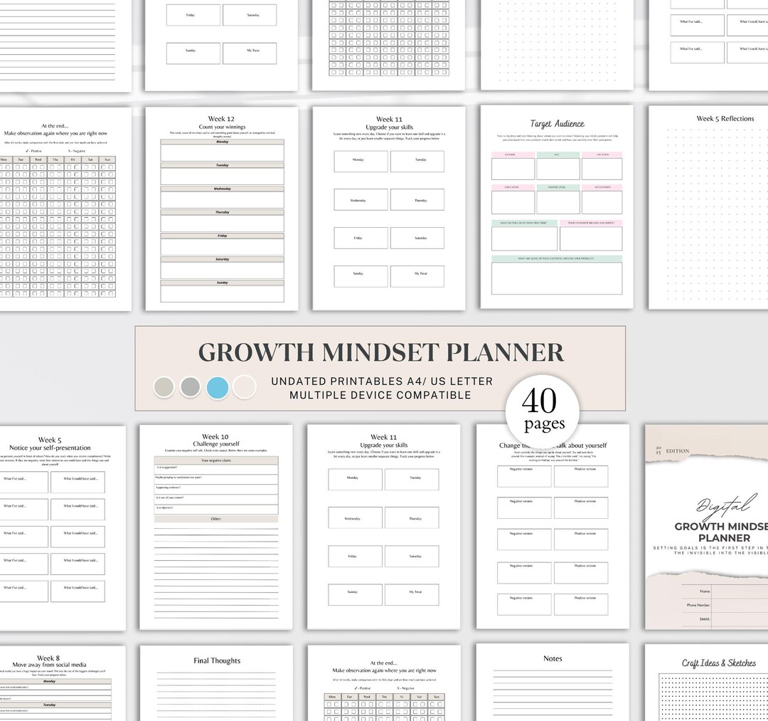 Growth Mindset Planner - Digital Workbook for Personal Development ...