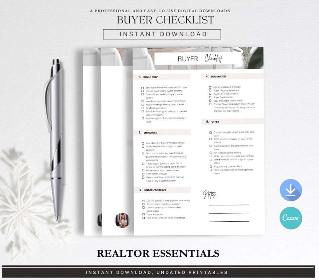 Home Purchase Checklist, Real Estate Buyer Essentials, First Time ...
