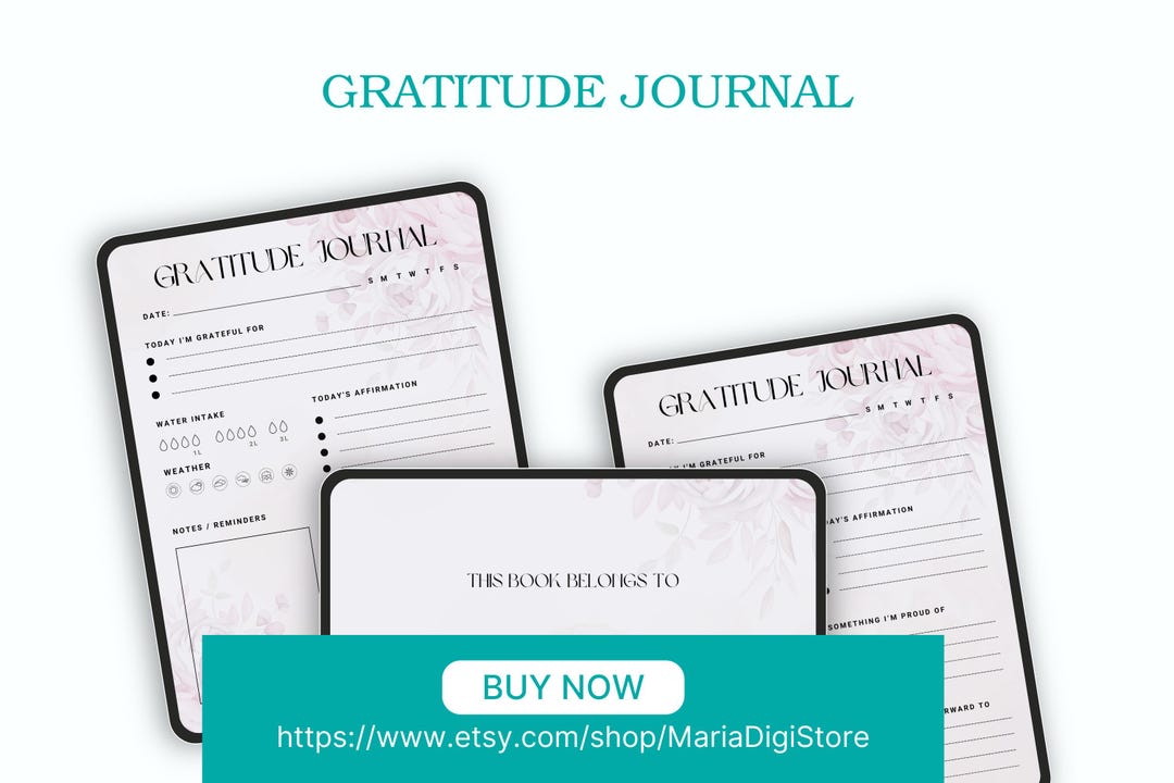 31 Day Printable Gratitude Journal With Prompts | Self-care, Positivity ...
