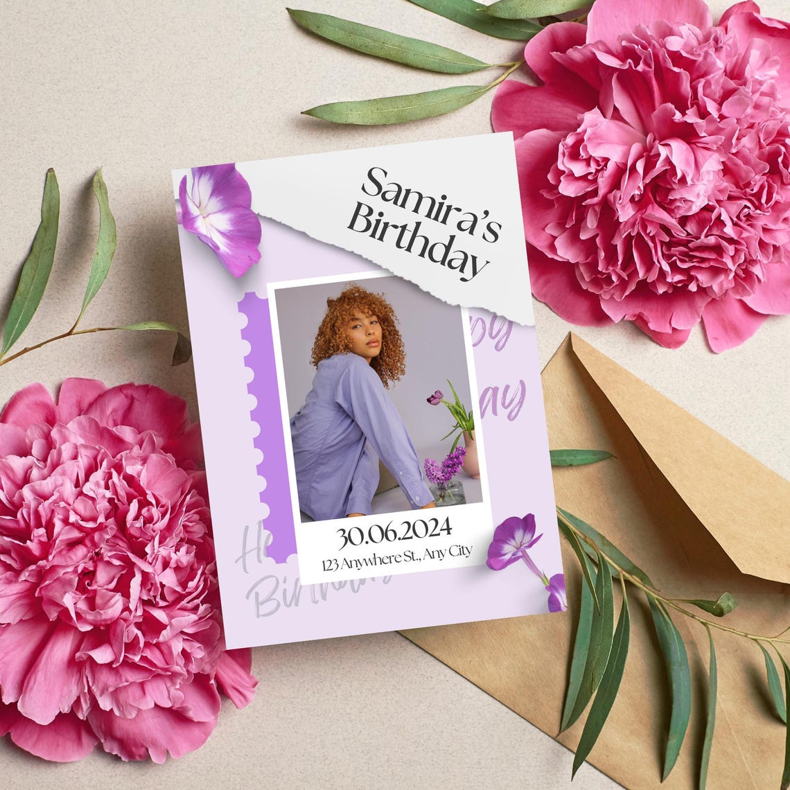 Happy Birthday Flowers, Digital Download, Floral Birthday, Bright ...