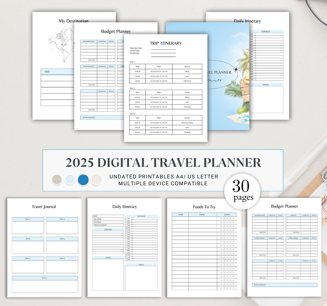 Digital Travel Planner, Printable Travel Planner, Vacation Organizer ...