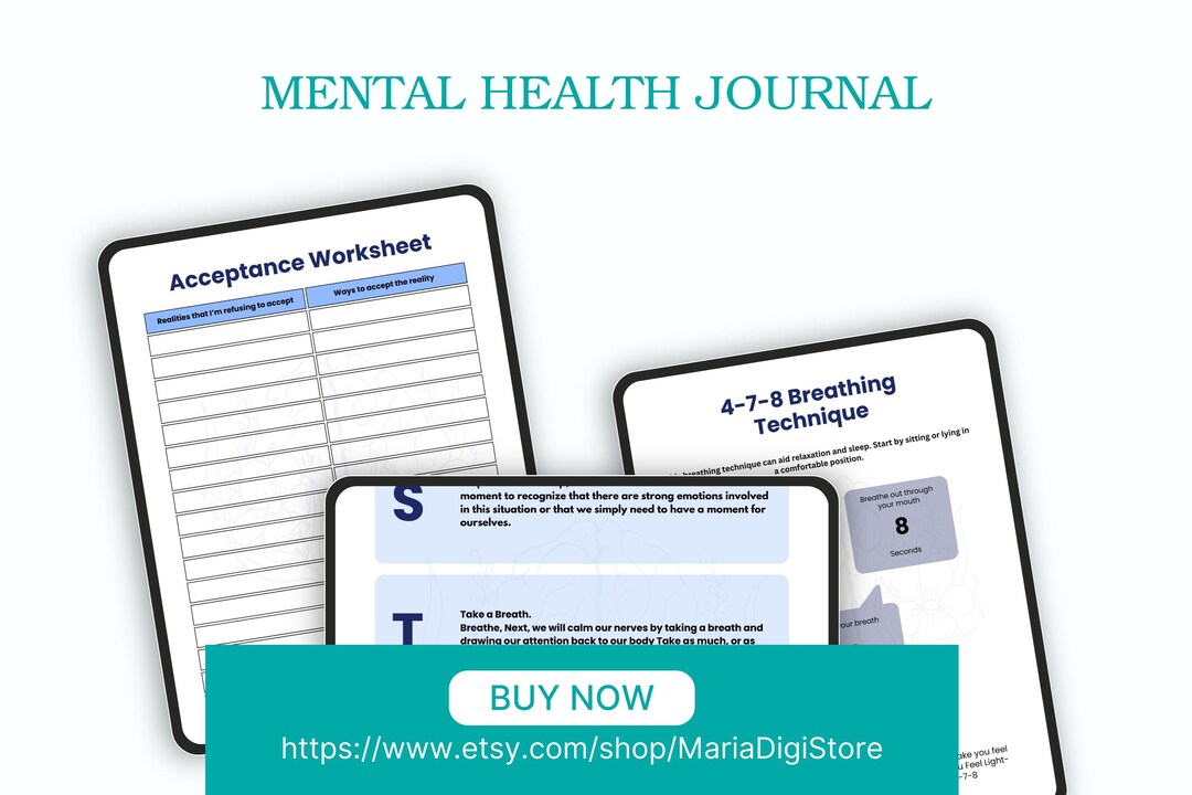 Mental Health Journal Printable | Self-care and Anxiety Tracker | Mood ...