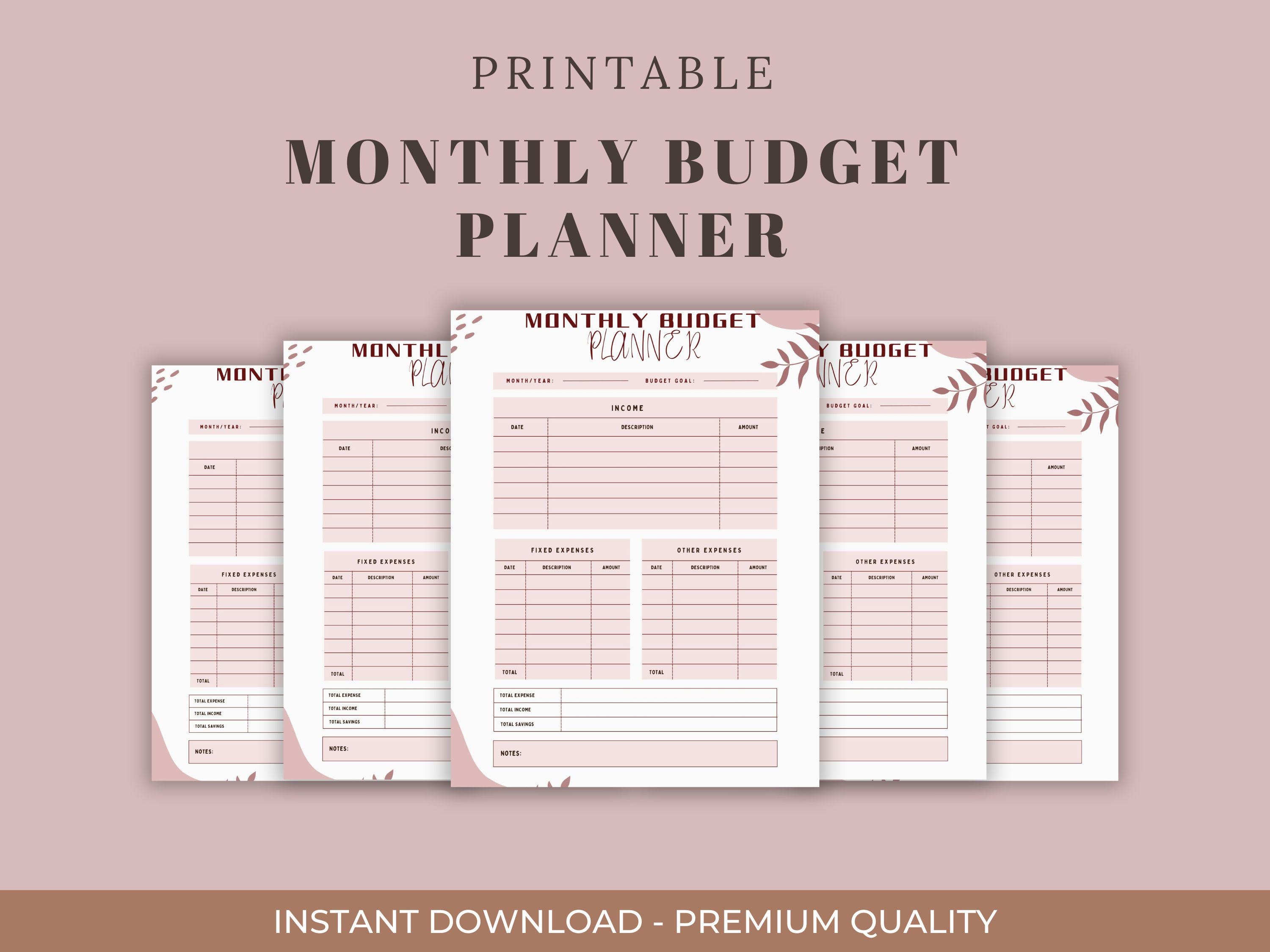 Printable Monthly Budget Planner PDF | Personal Finance Organizer ...