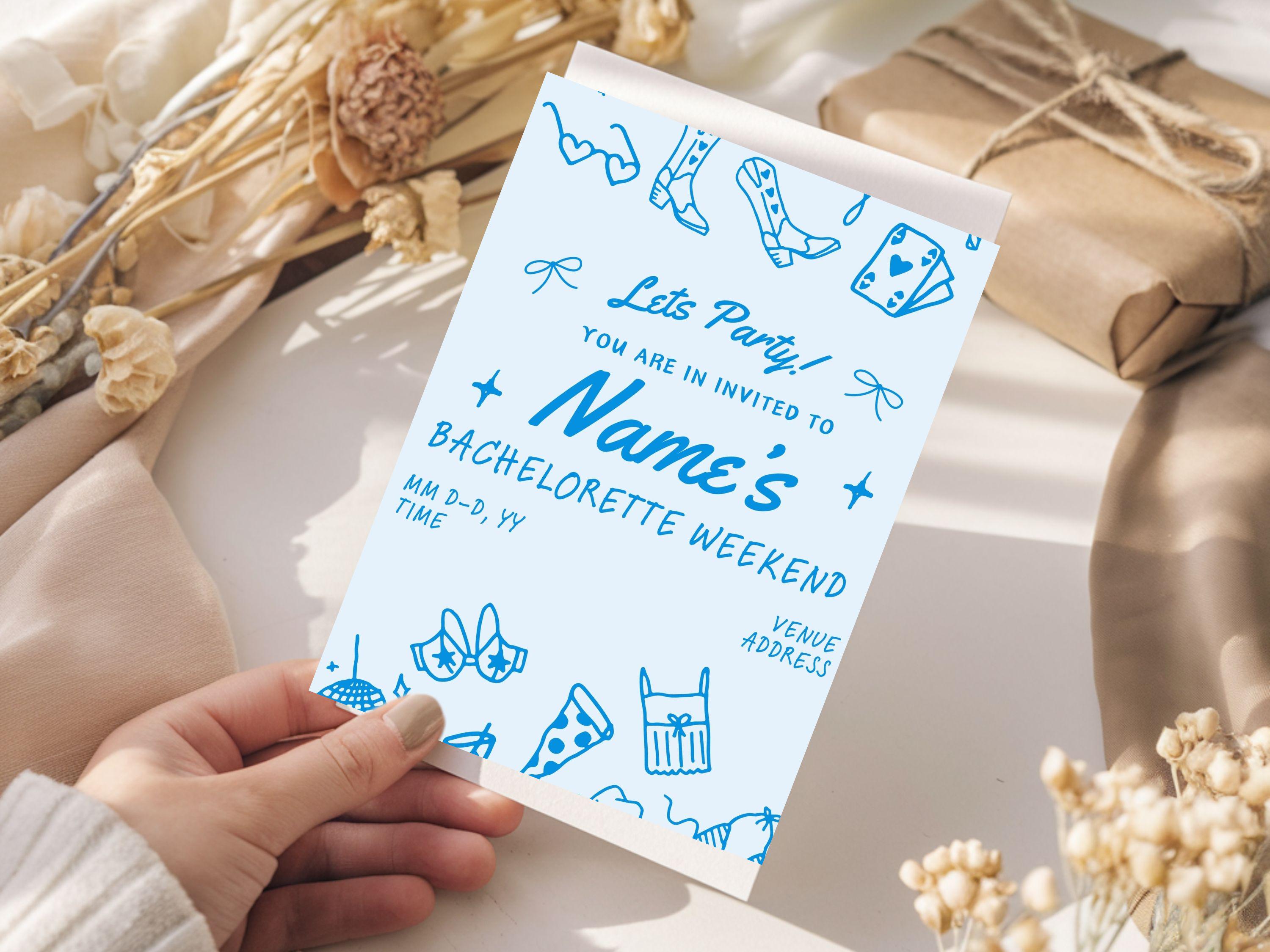 Editable Bachelorette Invitation Template Canva Instant Download Bridal ...