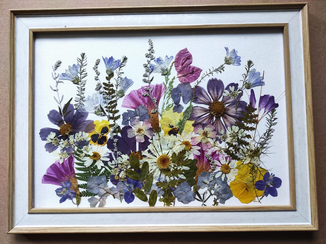 Original Pressed Flower Artwork Frame Flower Wall Art Pressed Floral ...
