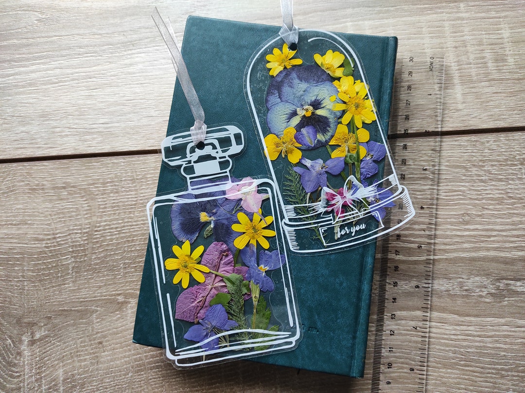 Set, Pressed Flower Bookmark, Unique Pressed Flowers Bookmarks, Flowers ...