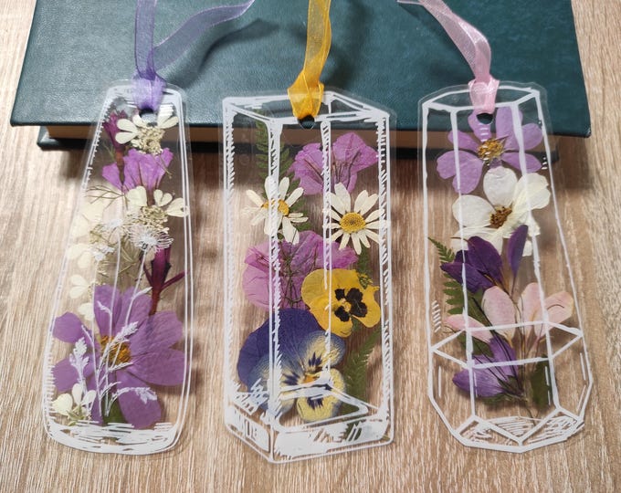 Set Pressed Flowers Bokmarks Laminated Bookmark Nature Bookmark Pressed ...